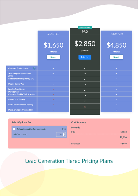 Tiered Pricing Examples, Templates | Fresh Proposals